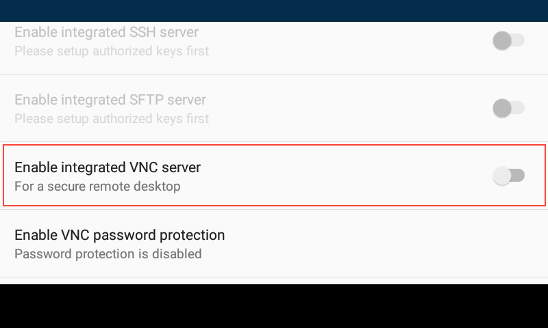 How to enable and configure the integrated VNC Server